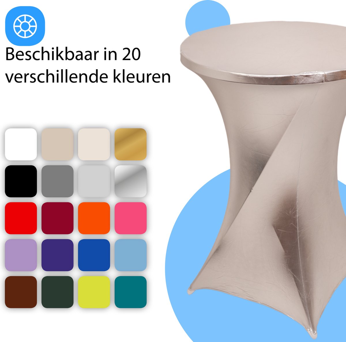 Statafelrok Zilver x 2 – ∅80-85 x 110 cm – Statafelhoes Stretch 2 Stuks – Tafelhoezen... | bol.com