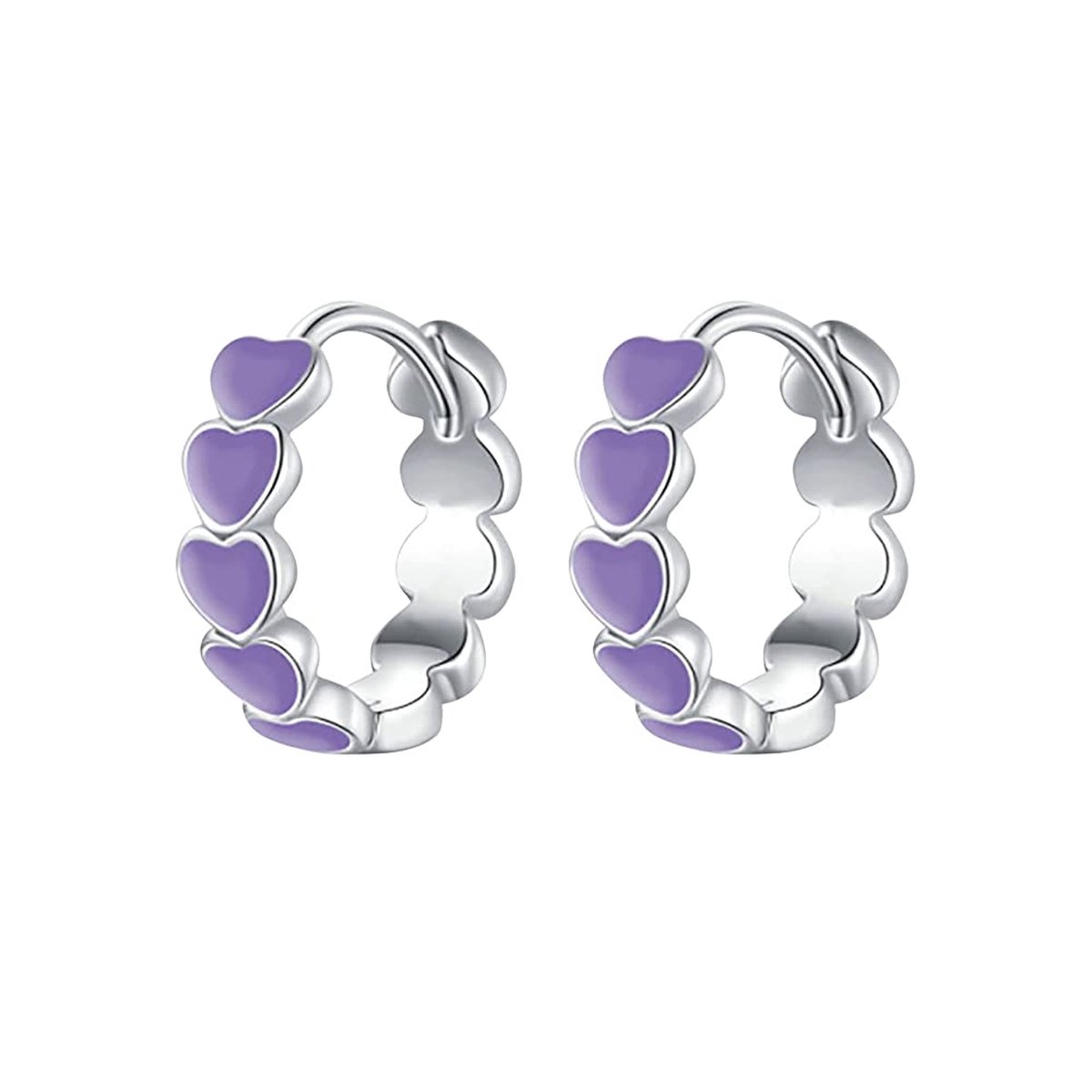 EMMI Oorringen / Oorbellen | Paars / Zilverkleurig | Ø 12 mm | 925 Zilver | Kinder... | bol.com