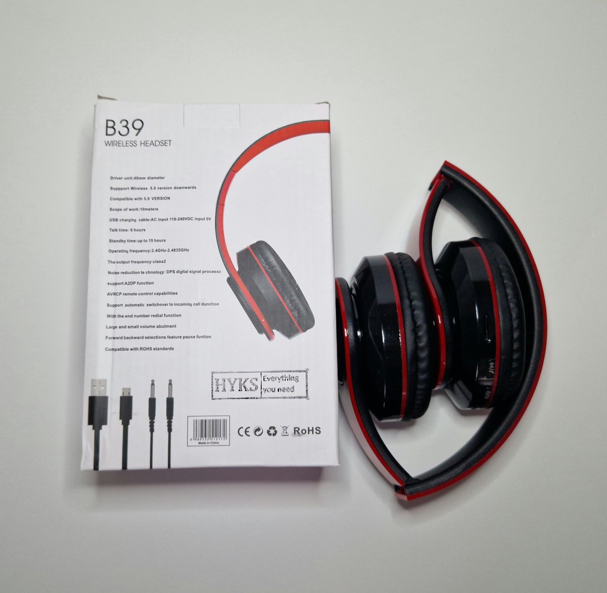 HYKS draadloze Over-Ear Koptelefoon Inklapbaar - Bluetooth ...