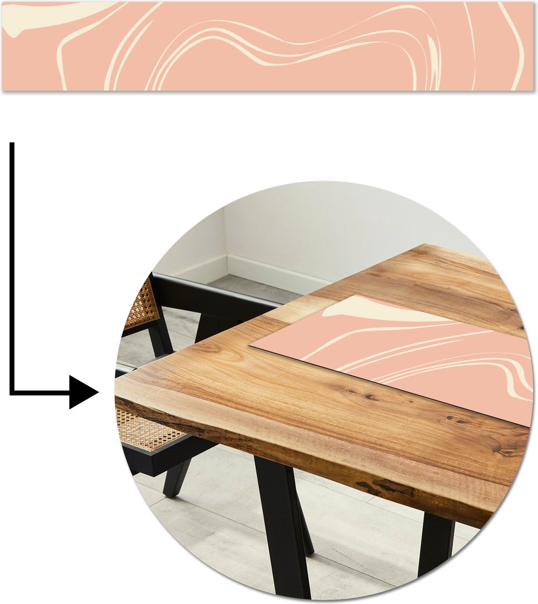 KitchenYeah® - Tafelloper met print - Vinyl - Marmer - Roze - Geel ...