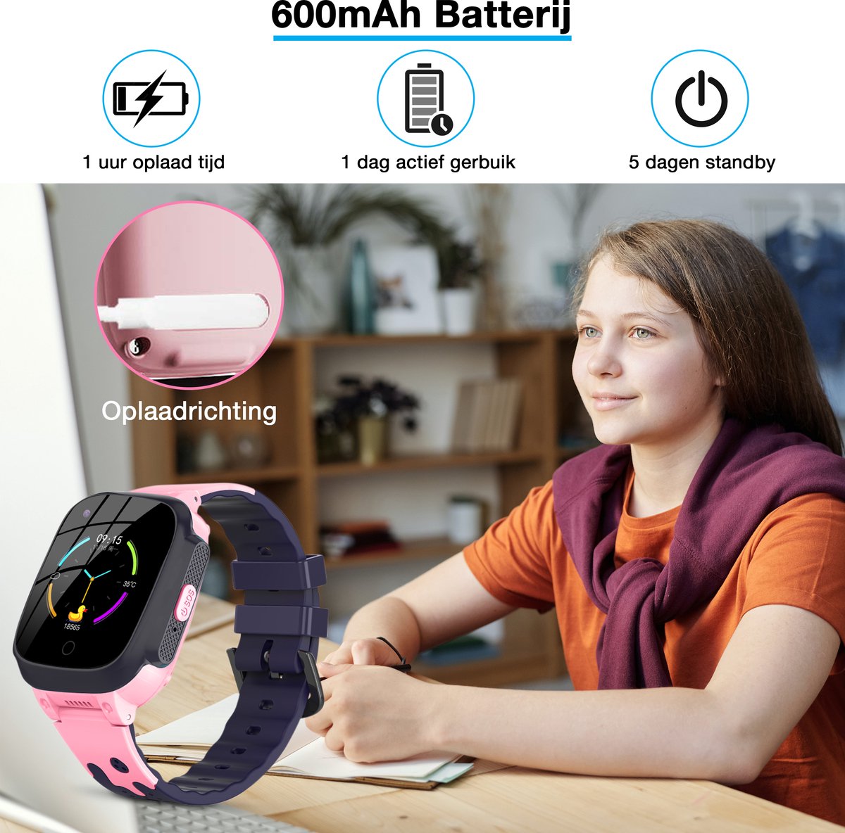 LUXXOZ Smartwatch kinderen - GPS Horloge Kind - GPS Tracker Kind - WiFi ...