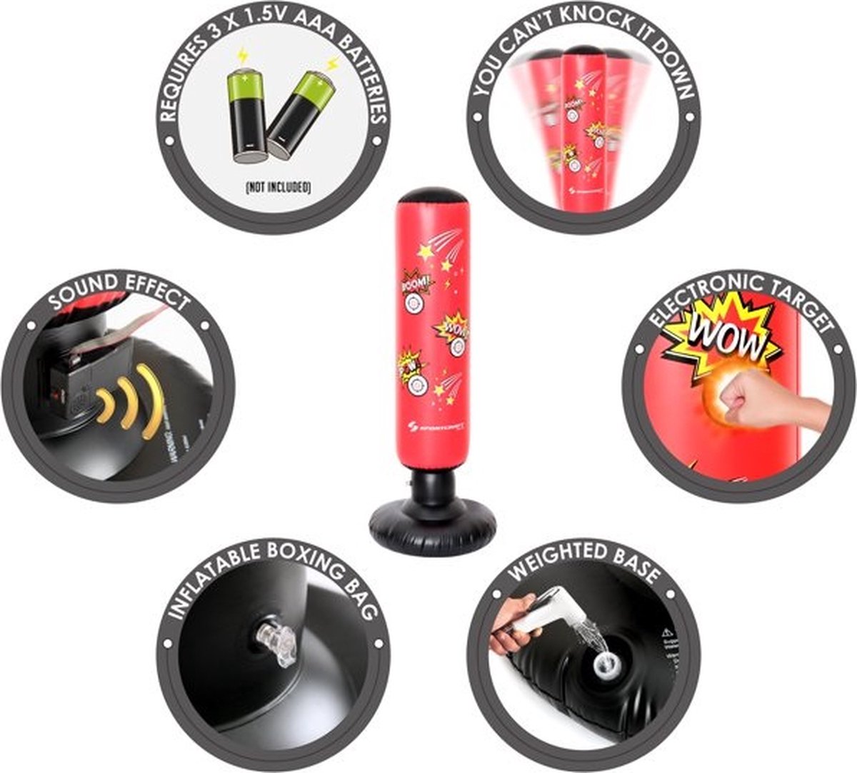 Sportcraft - Electroniche Boksbal voor kinderen - 115cm met Licht ...