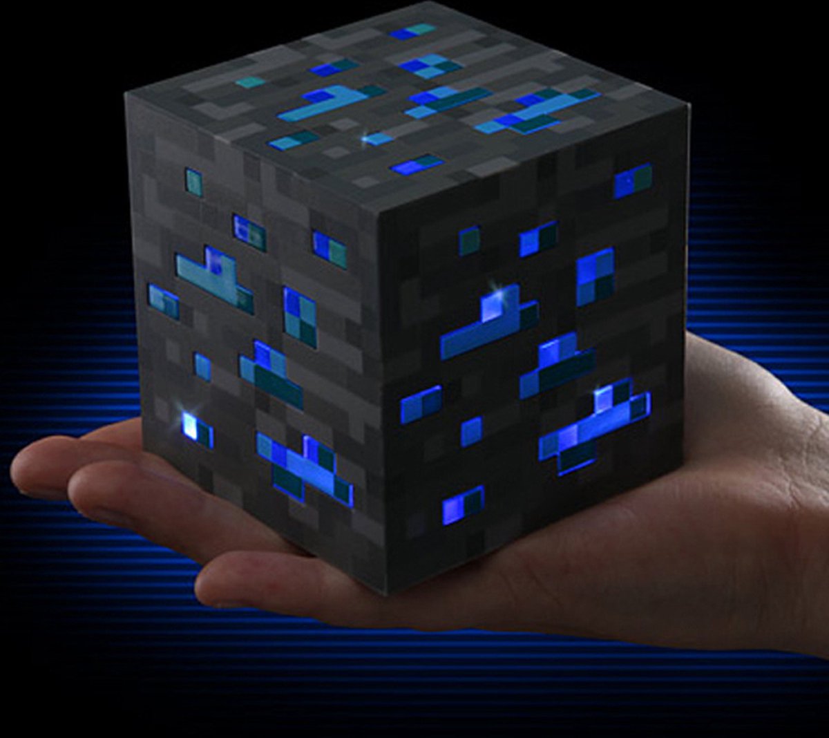 Minecraft Lamp- Minecraft LEDlamp-USB oplaadbaar-blauw licht-grijs ...