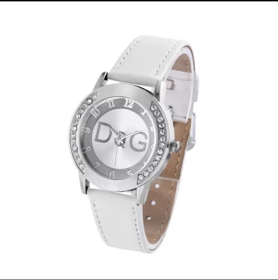 Horloge - DQG - Dames - Wit - Diamantjes | bol.com