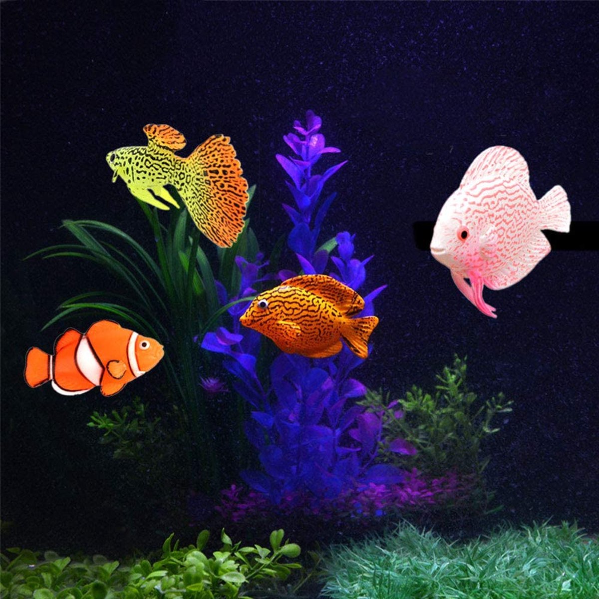 Wenxiaw Aquarium Siliconen Faux Poissons Faux Pêche Tropicaux Plastique ...