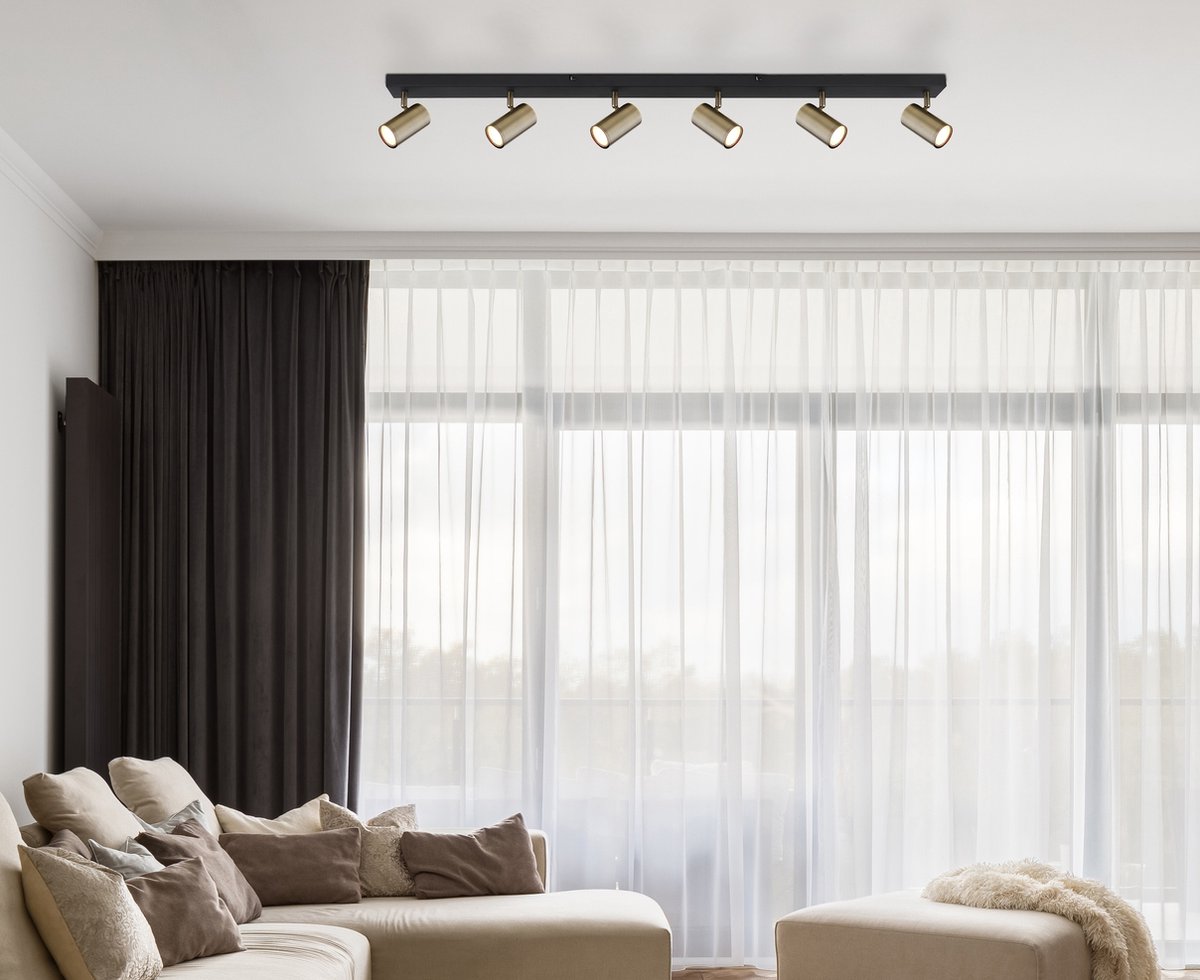Globo Robby opbouwspot - zwart met gouden spots - 6lichts - 6xGu10 ...