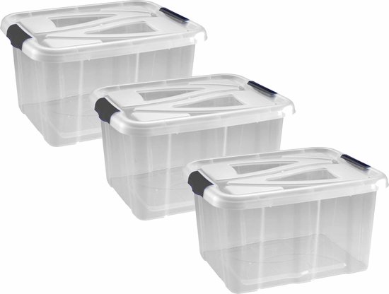 Hega hogar opbergbox - 7x - transparant/zilvergrijs - 30 liter - 49 x ...