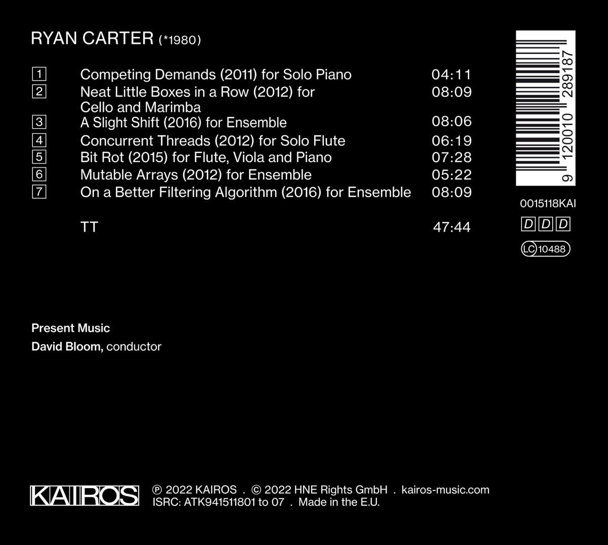 Present Music, David Bloom - Ryan Carter: On A Better Filtering ...