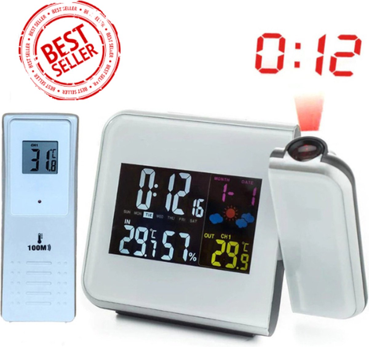 Wekkerradio met projectie - Digitale Wekker - Projectieklok - Sensor ...