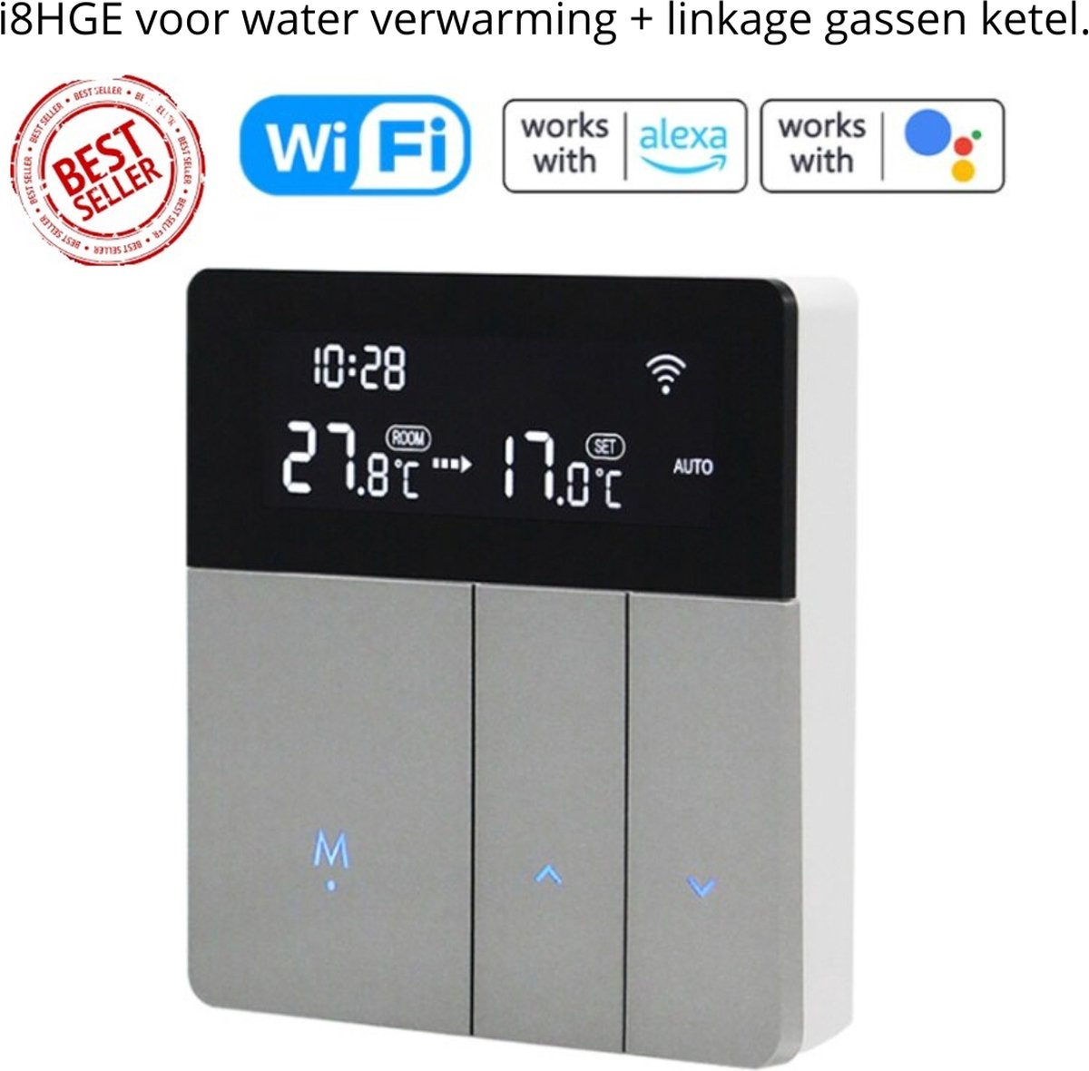Slimme Thermostaat - I8HGE - Water verwarming - Linkage gassen ketel - App - Zwart | bol