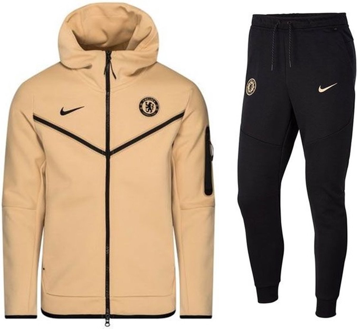 Nike - Chelsea FC - Tech Fleece - 22/23 Sand / Black | bol.com