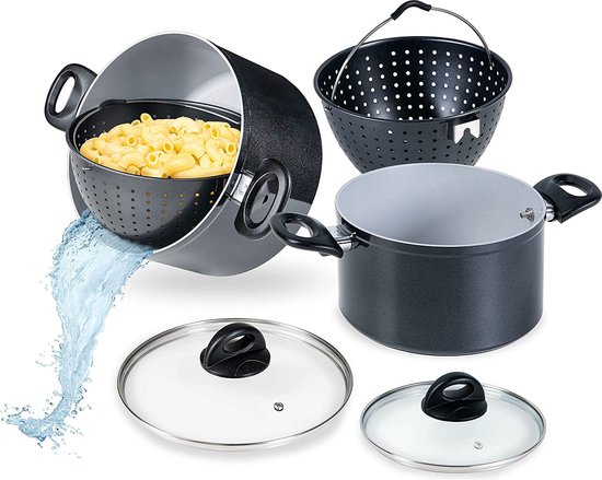 Genius Cerafit Magic Pot Kookpannenset, 6-delig, 20 cm + 24 cm, pan 3,7 ...