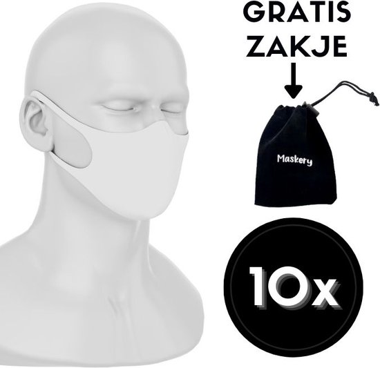 Maskery Basis Mondmasker - Witte | Gratis Zakje | Wasbaar Mondkapje ...