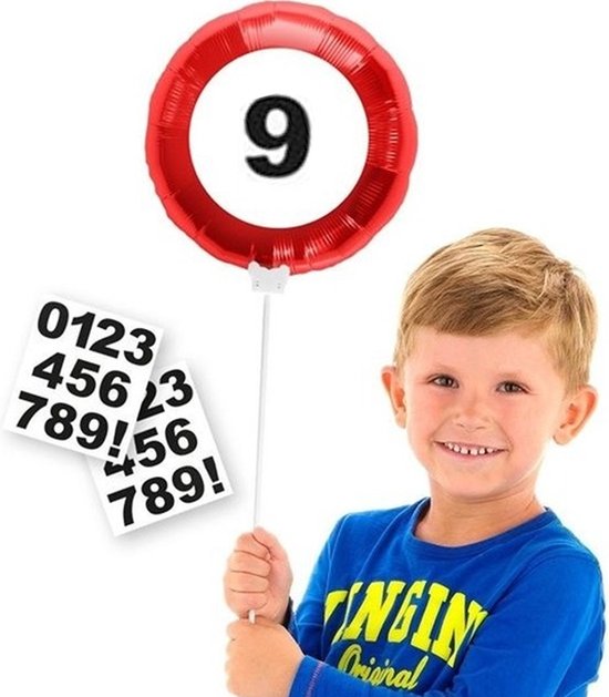 Folat - Leeftijd 9 jaar verjaardag folieballon met leeftijd stickers ...