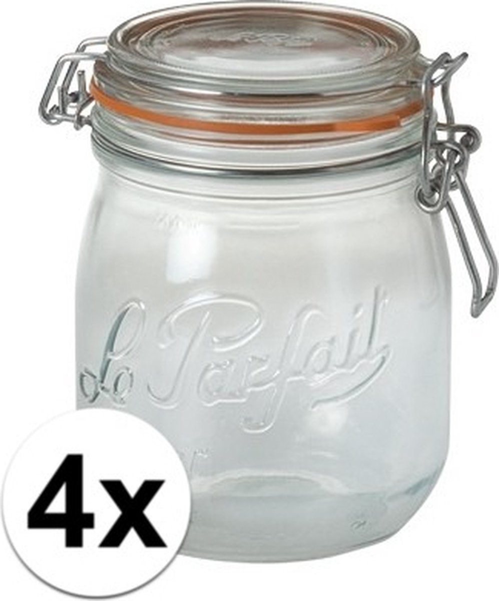 4x stuks Weckpotten/inmaakpotten met klepdeksel 0.5 liter | bol.com
