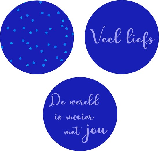 stickers Veel liefs blauw cadeaustickers sluitzegels 12 stuks 4.5 cm De ...