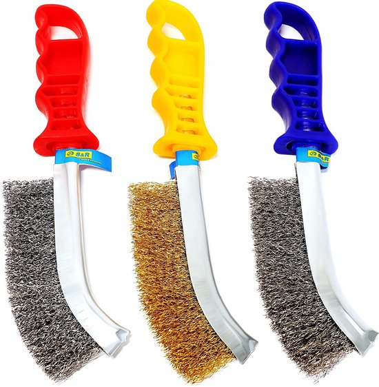 handdraadborstelset 3 stuks met roestvrijstalen borstel, messing ...