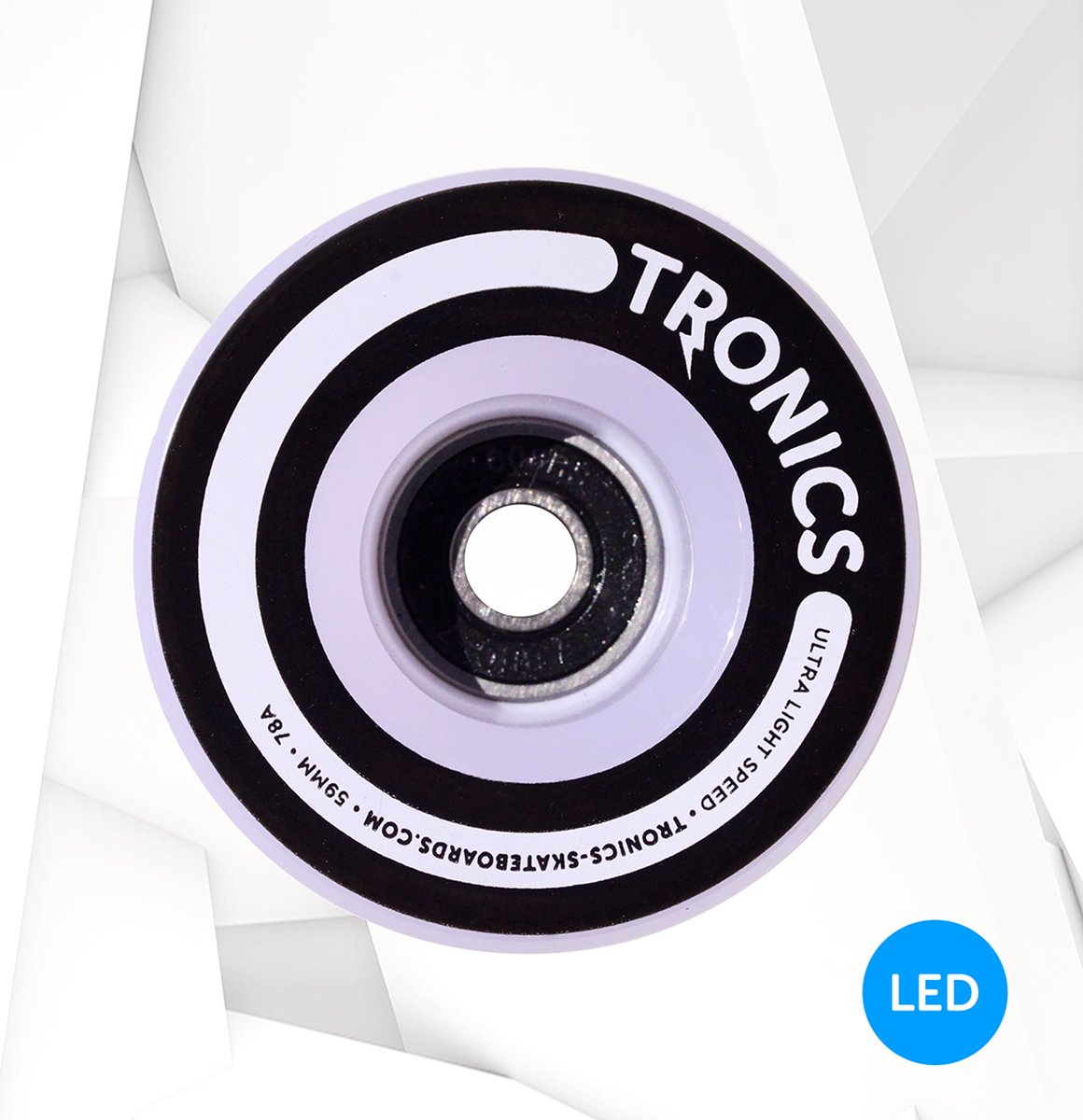 TRONICS 59mm x 38mm - skateboardwielen - PU wit - LED blauw | bol.com