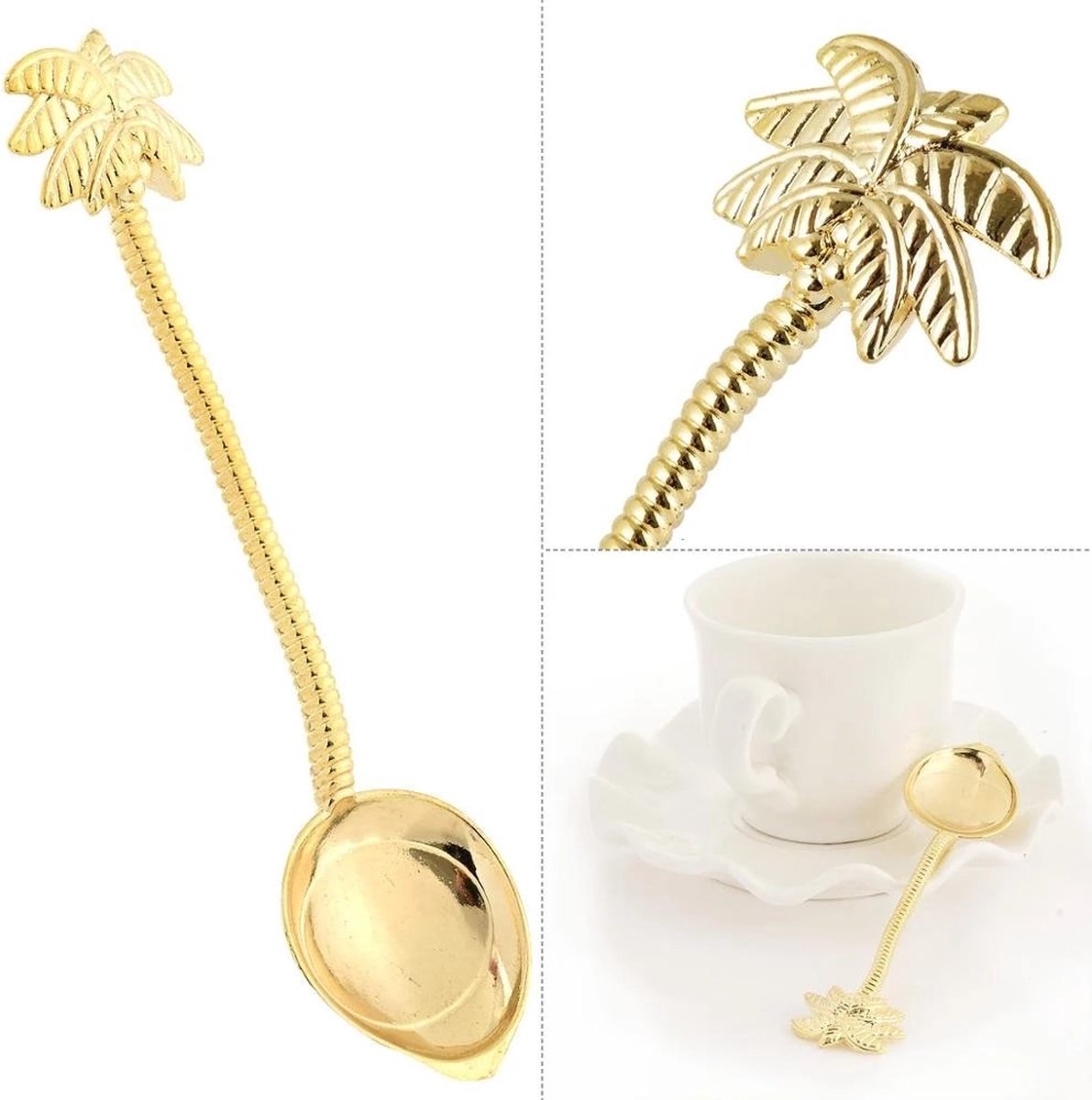 Gouden Lepel Palmboom - Set van 6 - Palmboom Lepels - Goud - Gouden ...