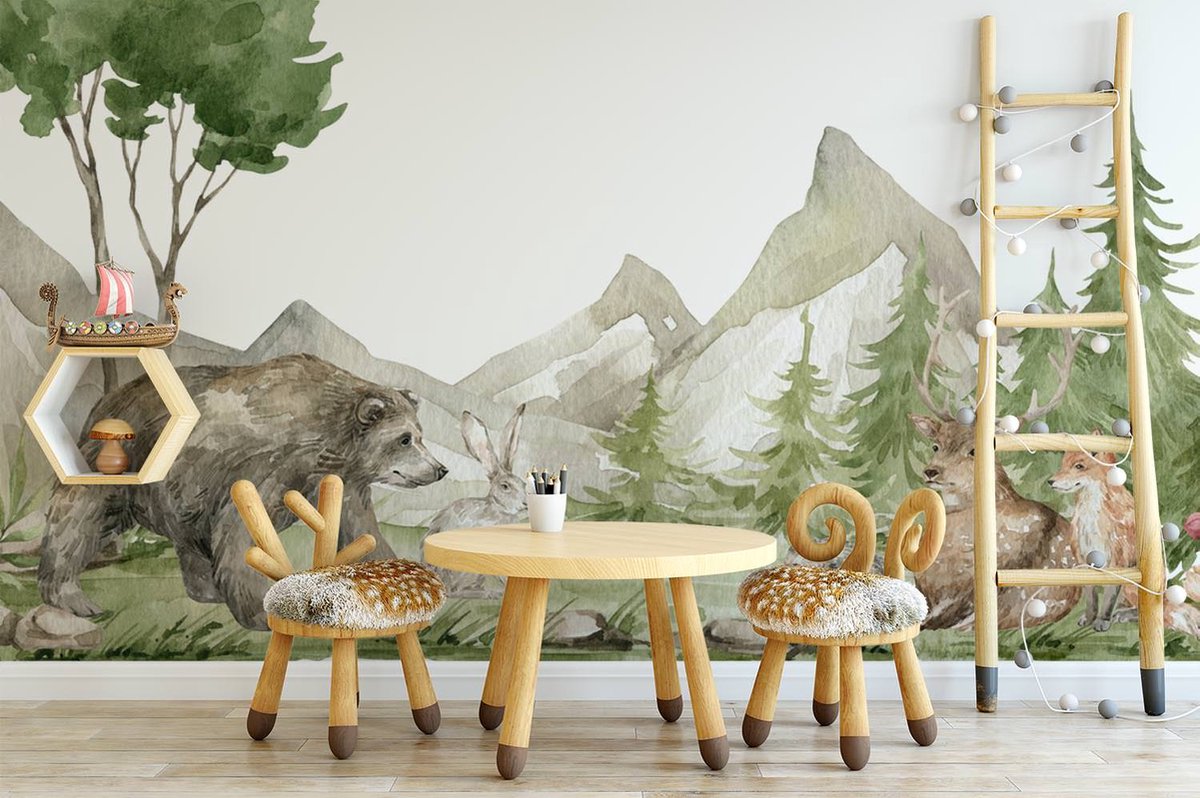 Animals in the Forest | Decoratie | Jongens behang | Kinderkamer ...