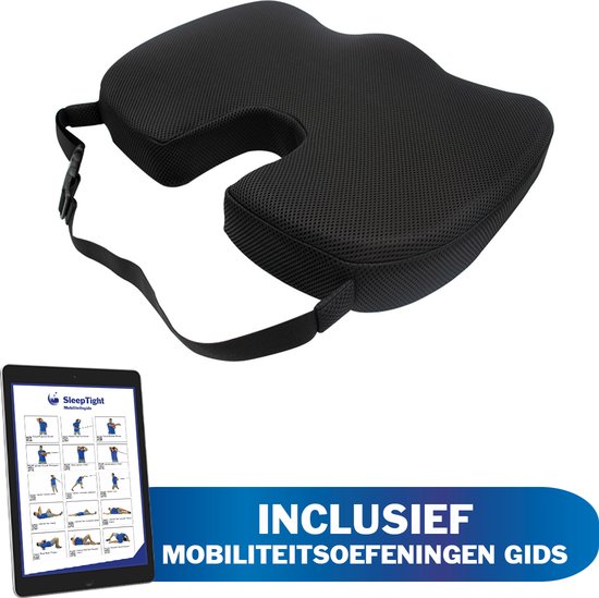 Sleeptight® Zitkussen Orthopedisch met Band - Ergonomisch Stuitkussen ...