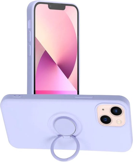 Siliconen Back Cover hoesje met Ring iPhone 13 - Paars | bol.com