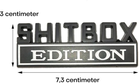 Auto Embleem Shitbox Edition - Zwart Wit - Zelfklevende Badge - Embleem ...