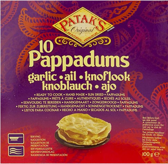 Patak's - Pappadum Knoflook (Klaar voor bereiding) - 12x 100g | bol