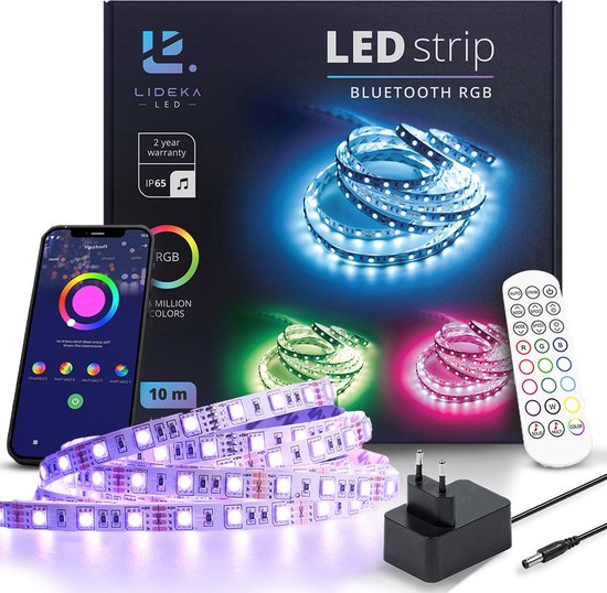 Lideka® - LED strip 10 Meter op 1 Rol - Multi color - Dimbaar - Zelfklevend - incl.... | bol.com