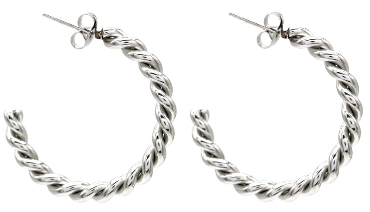 Oorbellen Gedraaid - Oorringen - RVS - 2,5 cm - Zilverkleurig | bol.com