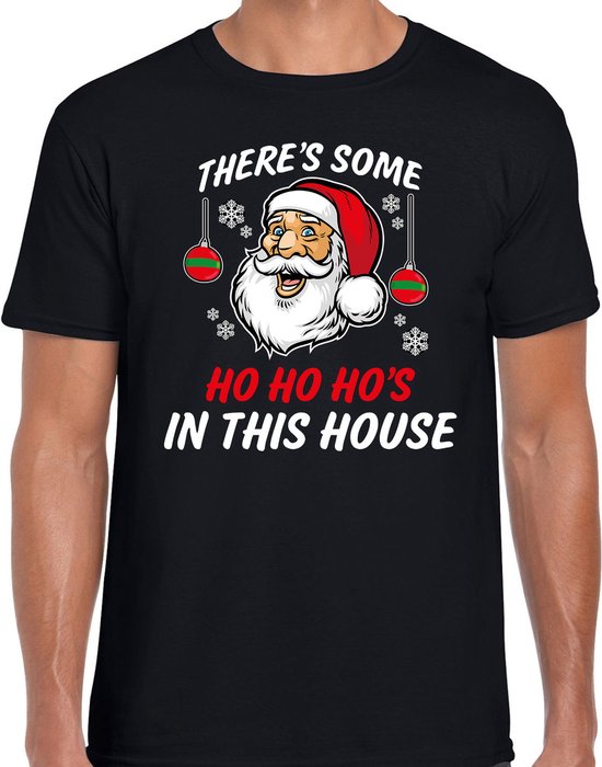 Bellatio Decorations Foute Humor Kerst T Shirt Kerstman Heren Zwart