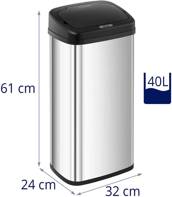 Fromm & Starck Prullenbak met sensor - 40 L - rechthoekig | bol.com