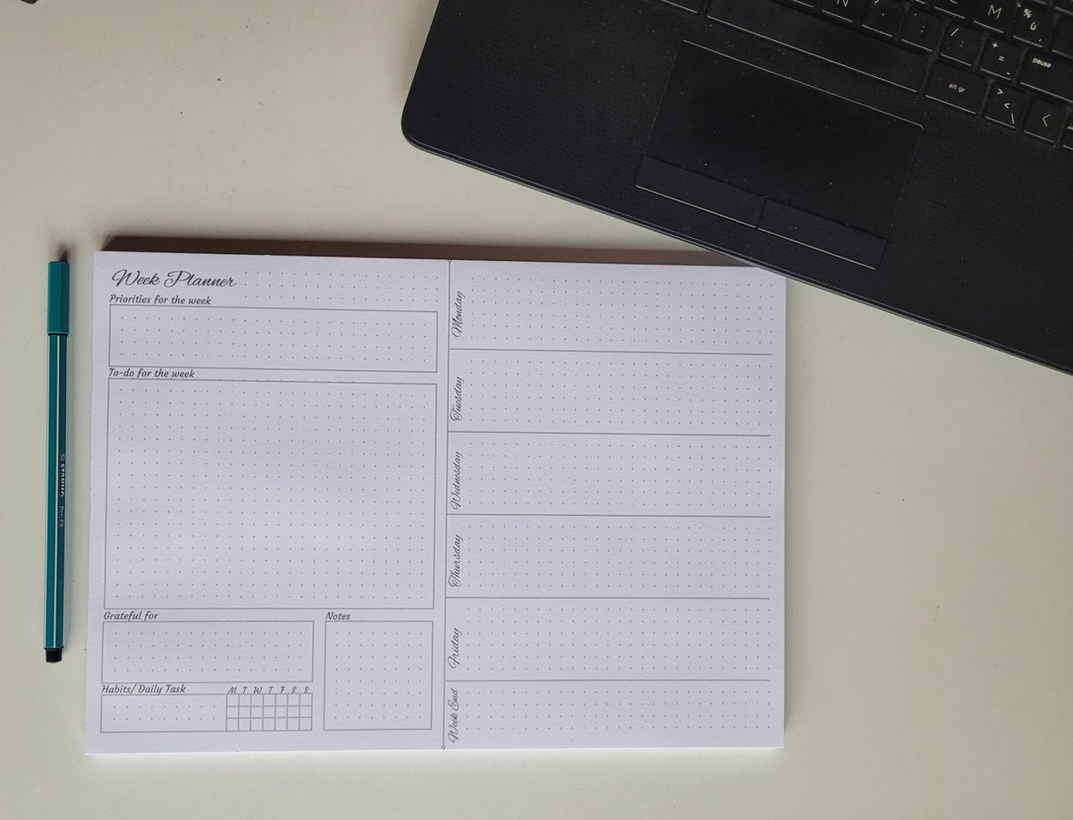 Weekplanner Bullet Format A4 - Weekplanner papier A4 - Deskplanner ...