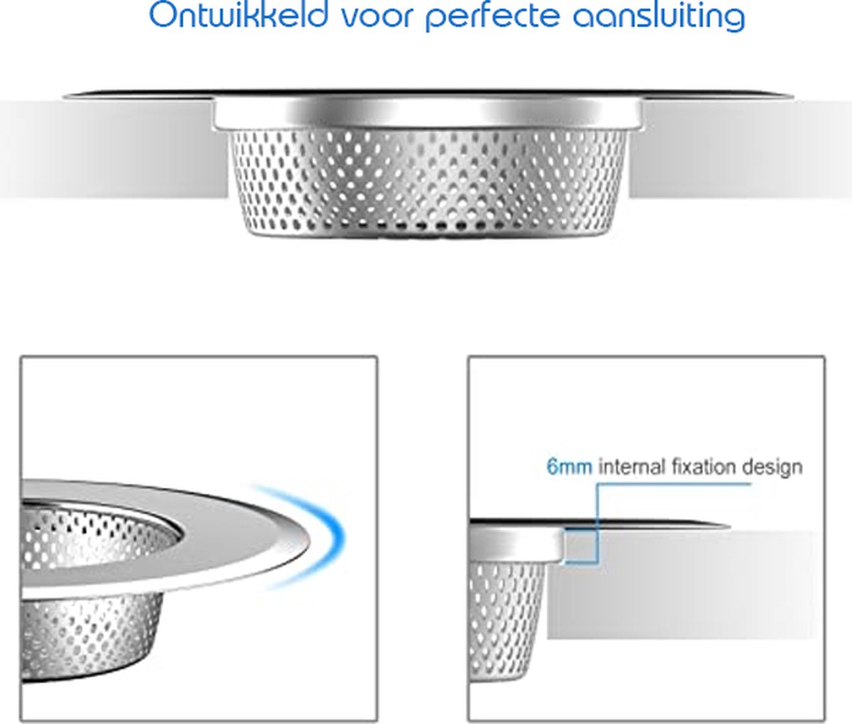 Luxe RVS gootsteen zeef Ø80 - 90mm - gootsteenstop - afvoerzeef ...