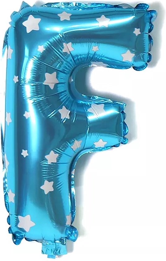 SemDeco - Letter Ballon - Blauw met sterretjes - Letter F - 40cm | bol.com