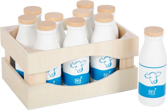 Caisse à lait en bois avec 10 bouteilles de lait | bol.com