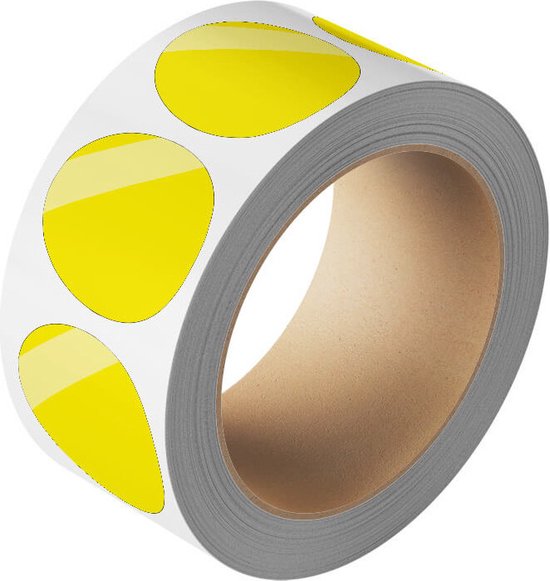 Blanco geel glans sticker op rol, beschrijfbaar 20 mm - 1150 per rol ...