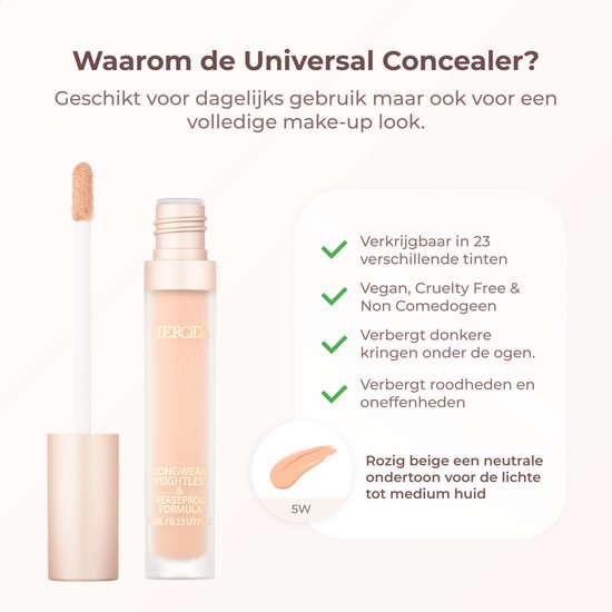 Meroda Universal Concealer - 5W | Rozig beige een neutrale ondertoon ...