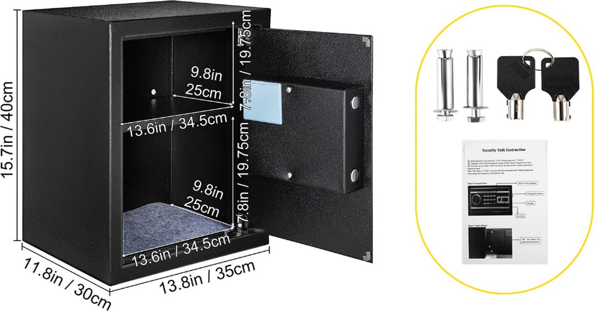 Currero Kluis - Kluis Brandwerend - Kluisje Met Cijferslot - Kluisje ...