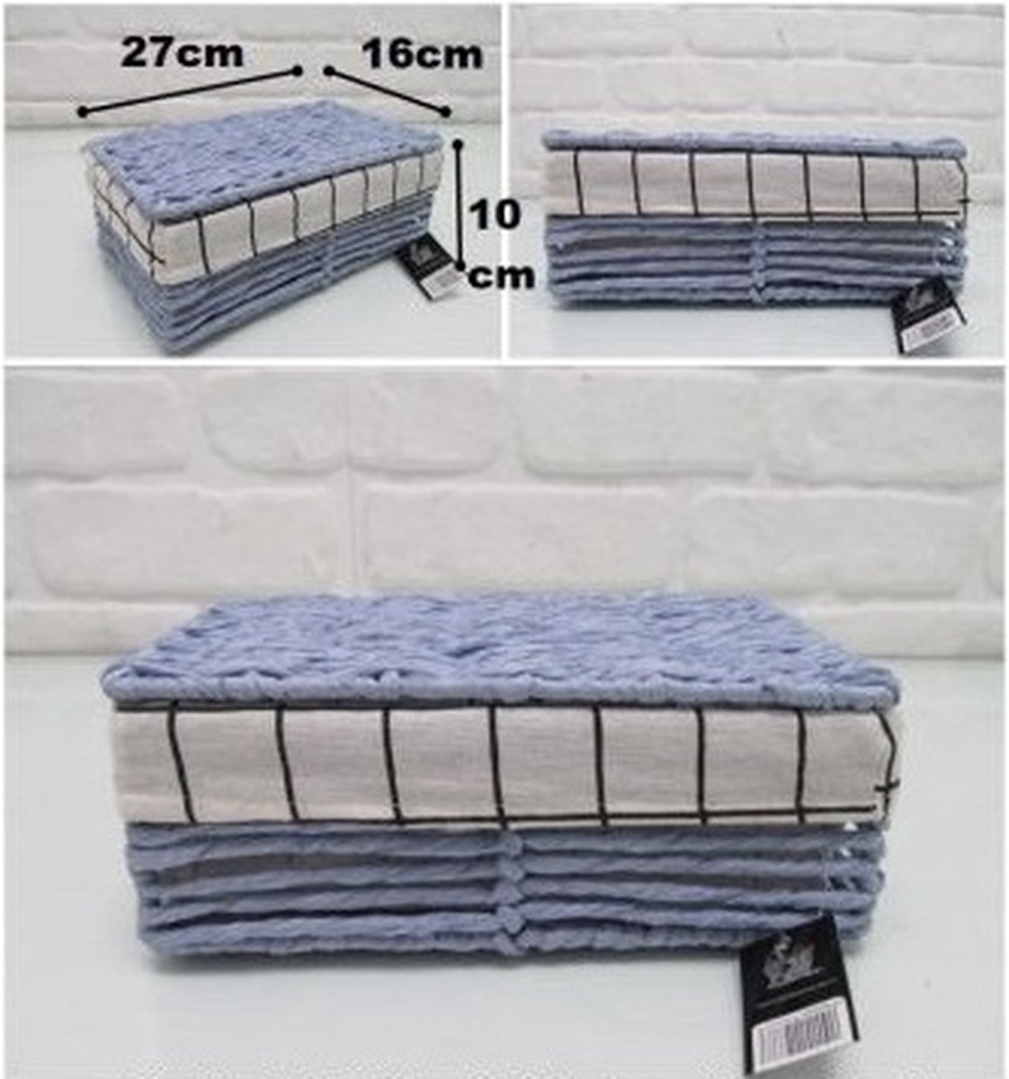 Kraft Rieten Mand - Blauwe Deksel Rieten Mand - Natuurlijke Gebreide ...