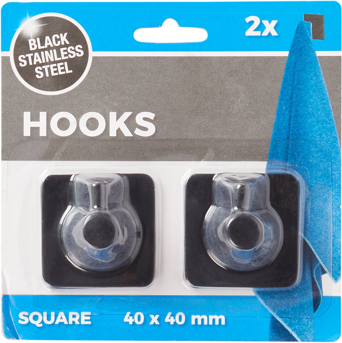 6 stuks - Premium Ophanghaken - Zwart - Mat - 40 x 40 mm | bol.com