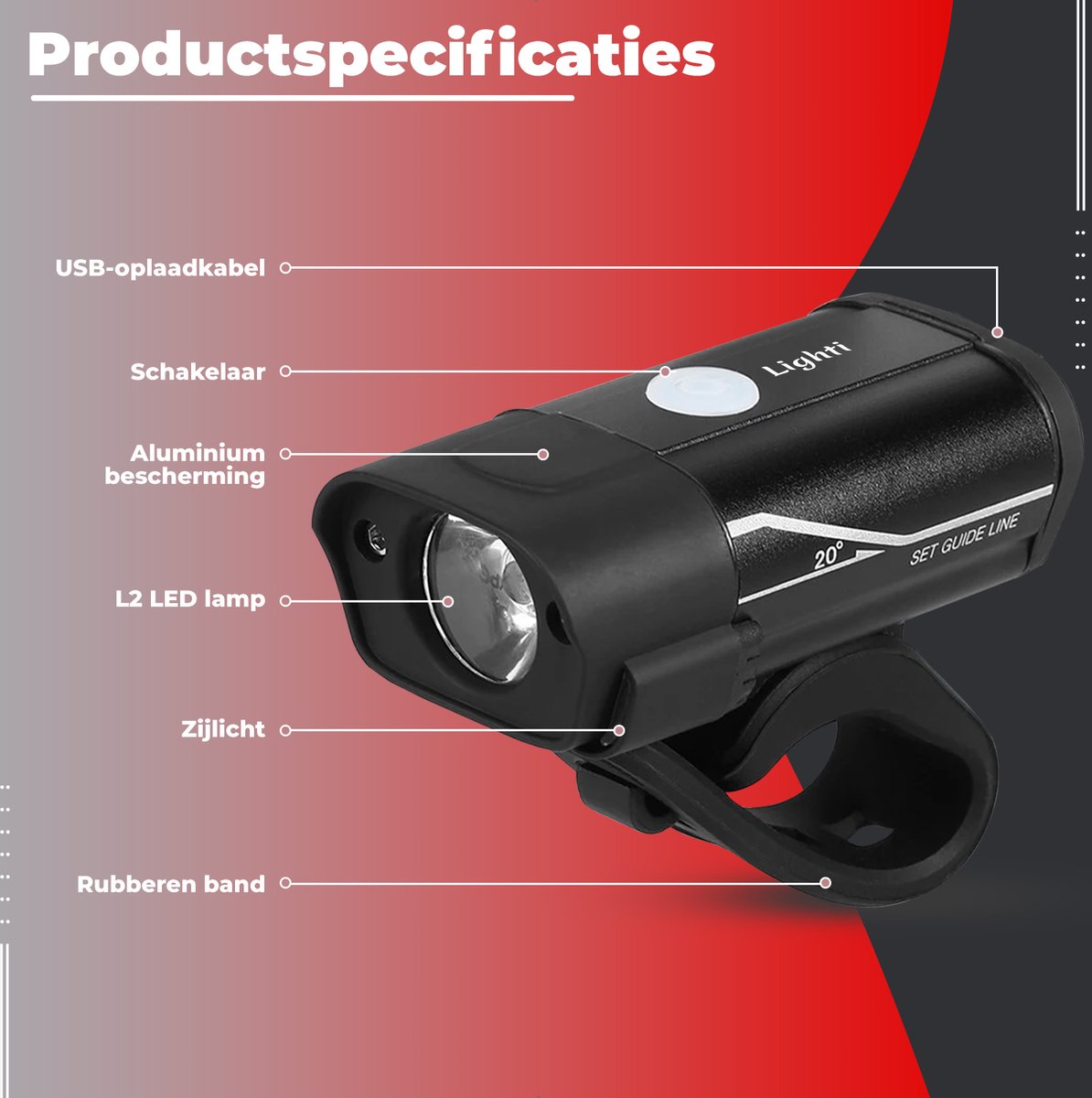 Lighti® Fietsverlichting Set - Oplaadbare USB Led Fietslamp - Racefiets ...
