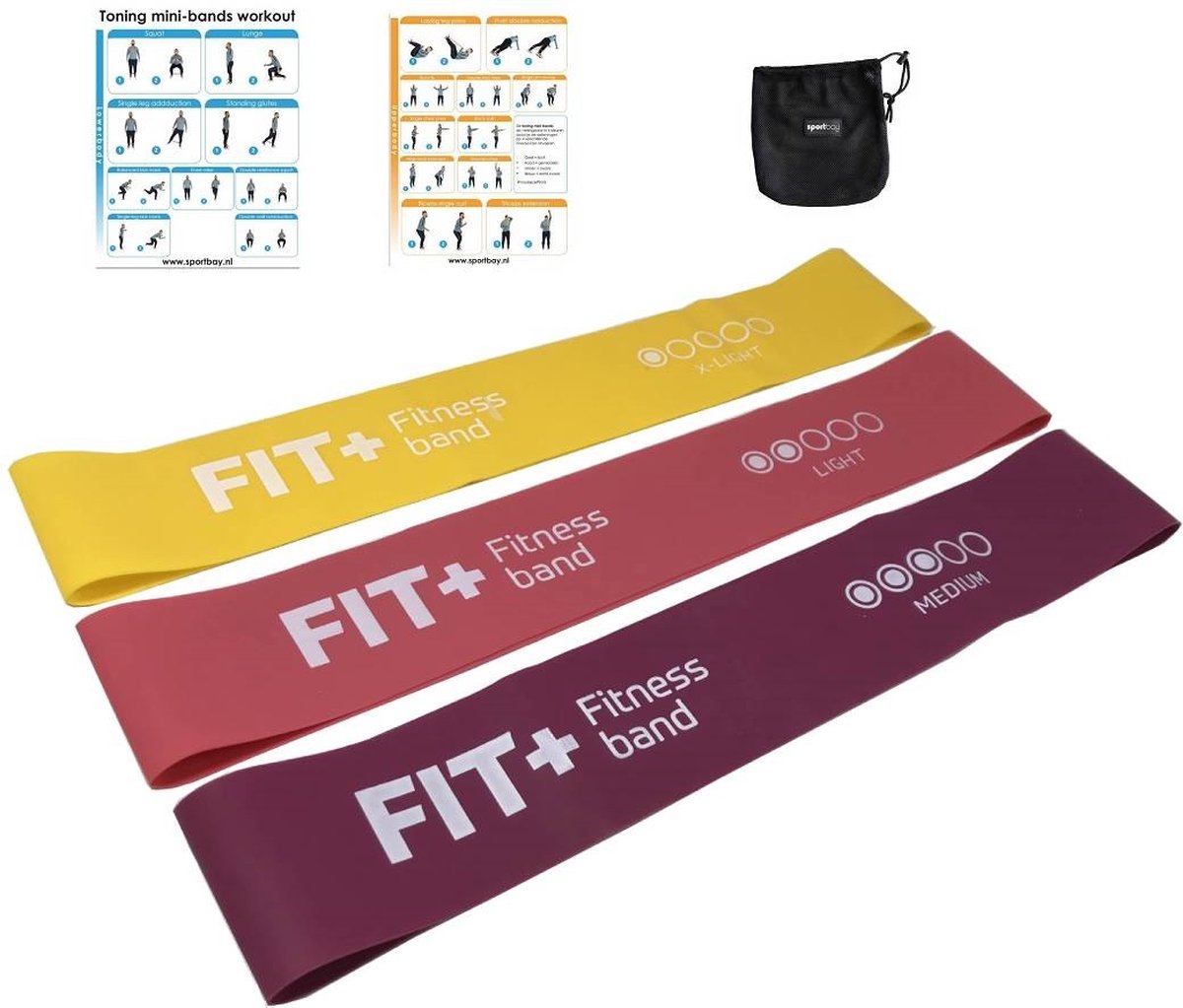 Fit+ Mini bands set 3 stuks - Booty bands - Fitness bands - Resistance ...