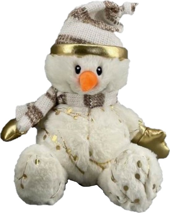Pluche sneeuwpop knuffel pop met muts en sjaal 23 cm | bol.com