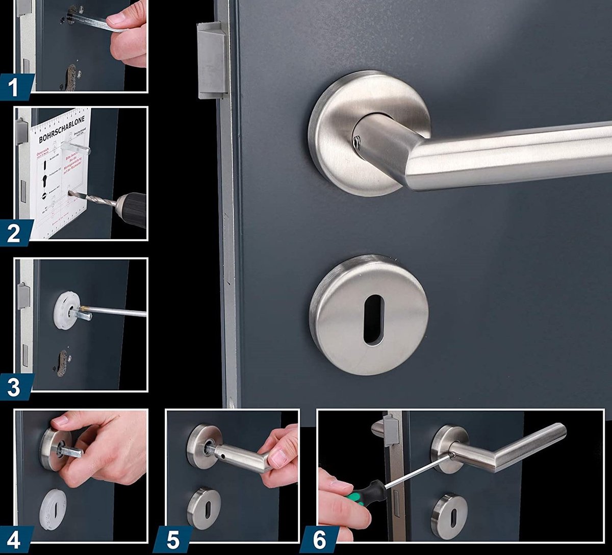 Alpertec Moskau-II Roestvrij stalen deurbeslag, rosettengarnituur ...