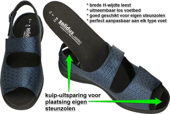 Solidus -Dames - blauw donker - sandalen - maat 38 | bol