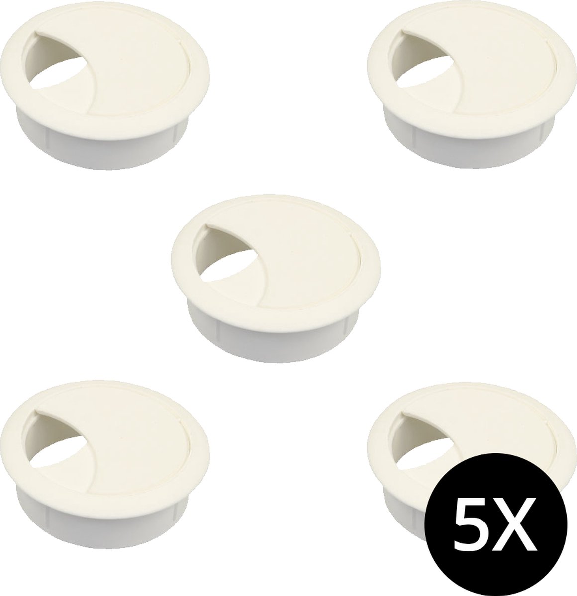 5x Kabeldoorvoer 60 mm wit, kunststof - Kabelgoot rond Ø60mm - 5 stuks ...