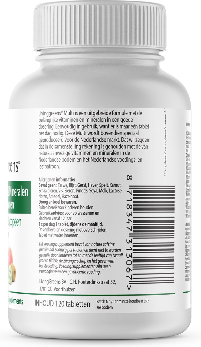 LivingGreens Multi vitaminen & mineralen en antioxidanten 120 tabletten ...
