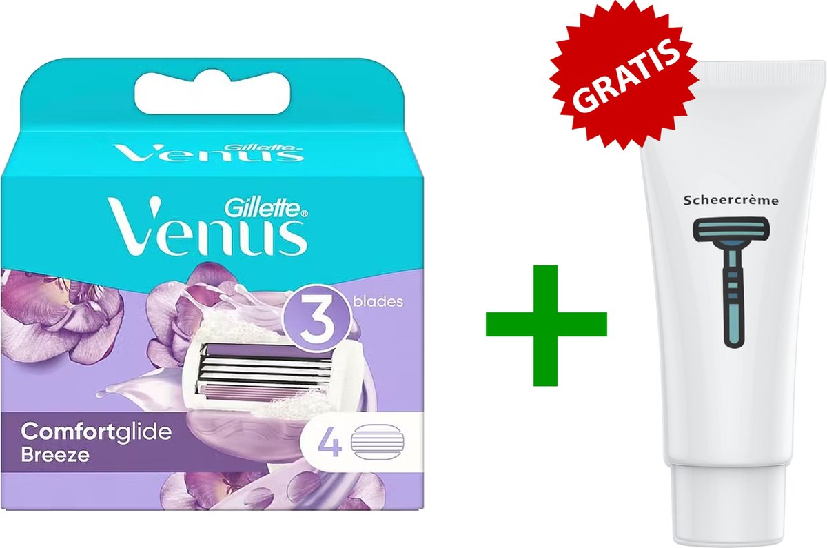 Gillette – Venus ComfortGlide Breeze - Scheermesjes - 4 Stuks + GRATIS ...