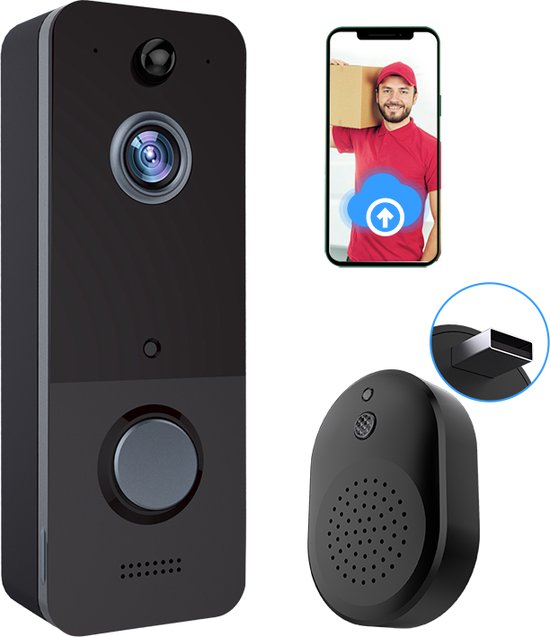 DeHees Video Deurbel met Camera - Draadloze Deurbelset op Batterijen ...